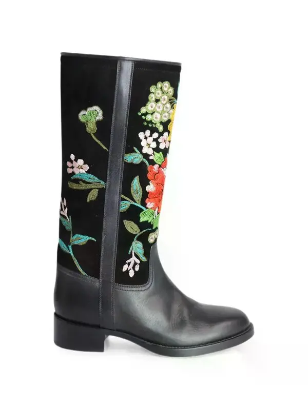 Etro Floral-embroidered Knee-high Boots - Black