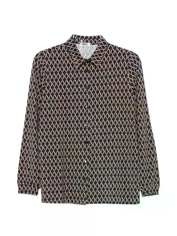 SIYU Geometric-print Button-up Shirt
