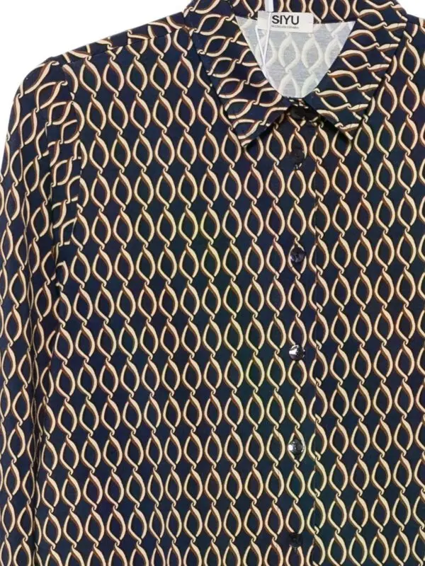 SIYU Geometric-print Button-up Shirt