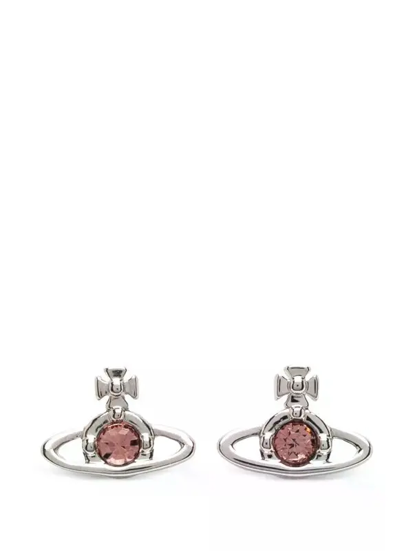 VIVIENNE WESTWOOD Tone Orb Earrings With Crystal Embellishment - Silver