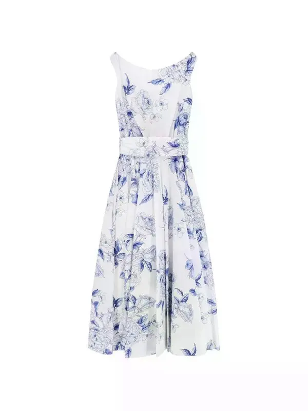 LAVI COUTURE Floral Print V-neck Sleeveless Midi Dress