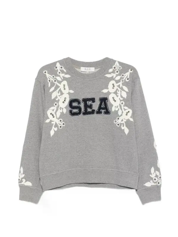 Sea Floral Embroidered Sweatshirt