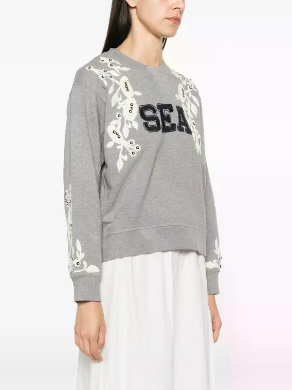 Sea Floral Embroidered Sweatshirt