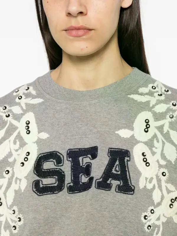 Sea Floral Embroidered Sweatshirt