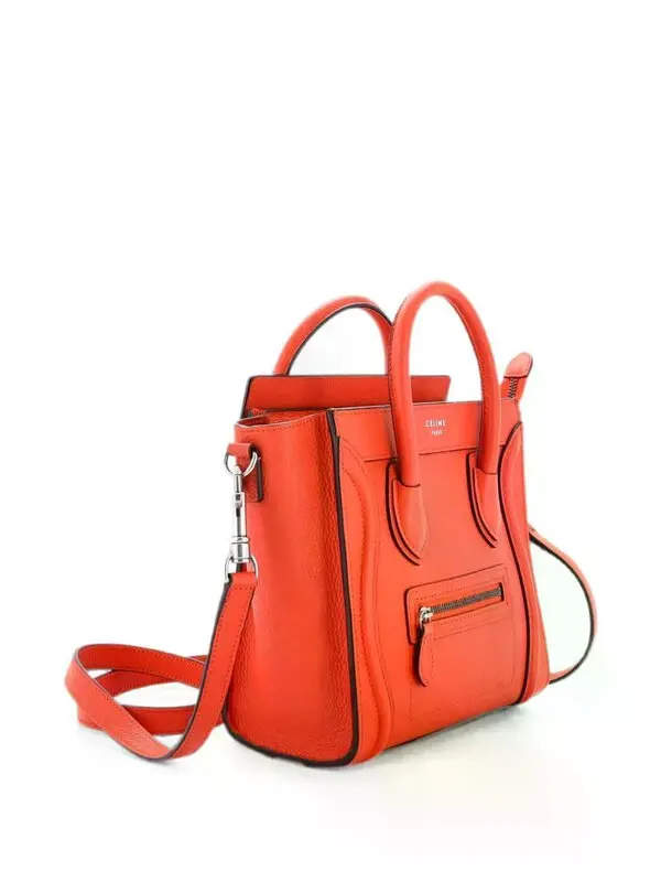 Celine Luggage Bag Grainy Leather Nano Crossbody Bag - Red