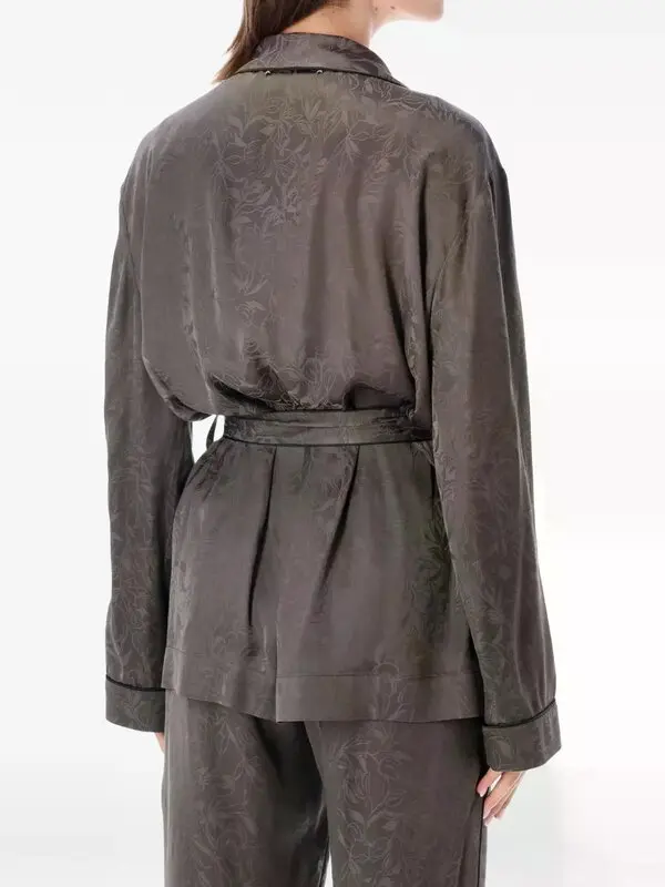 GOLDEN GOOSE Floral-jacquard Belted Jacket - Grey
