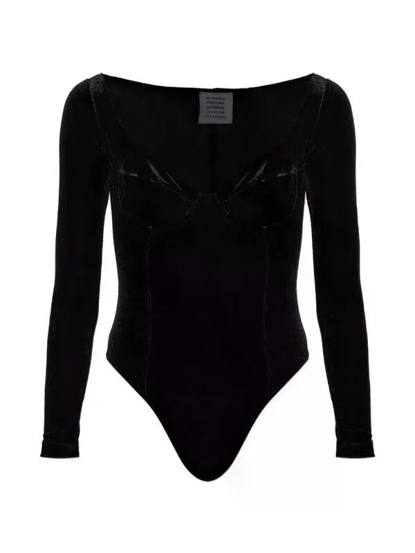 Vetements Velvet Long Sleeve Bodysuit - Black