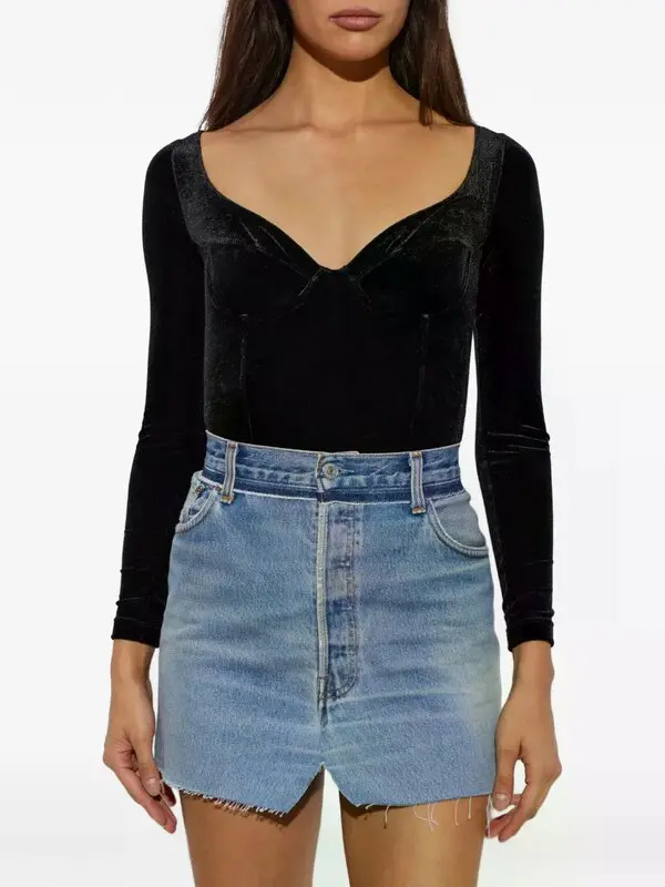 Vetements Velvet Long Sleeve Bodysuit - Black