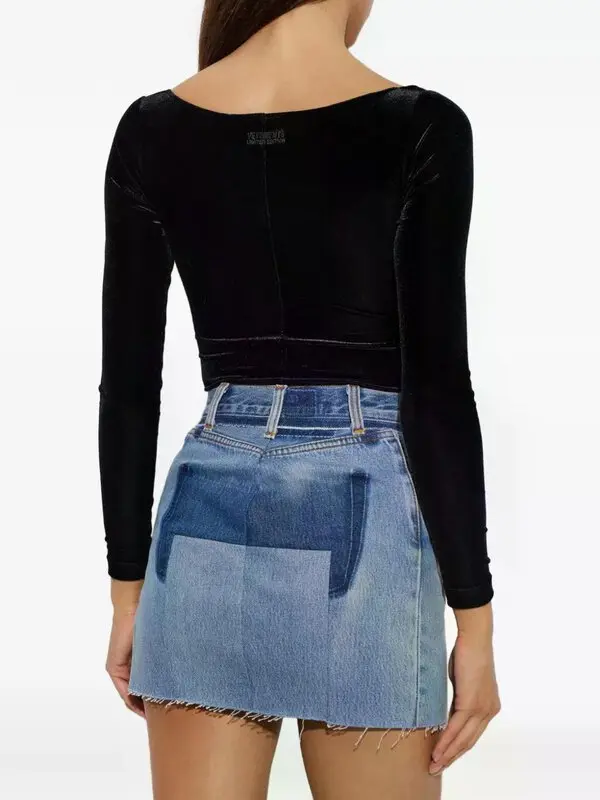 Vetements Velvet Long Sleeve Bodysuit - Black