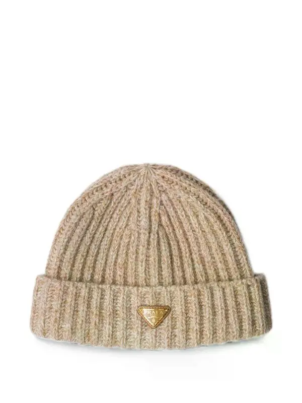 Prada Mouliné Cashmere And Wool Beanie - Neutrals