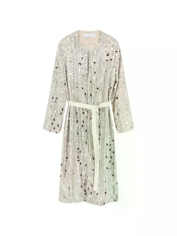 DE SANTIS Sequin-embellished Belted Coat