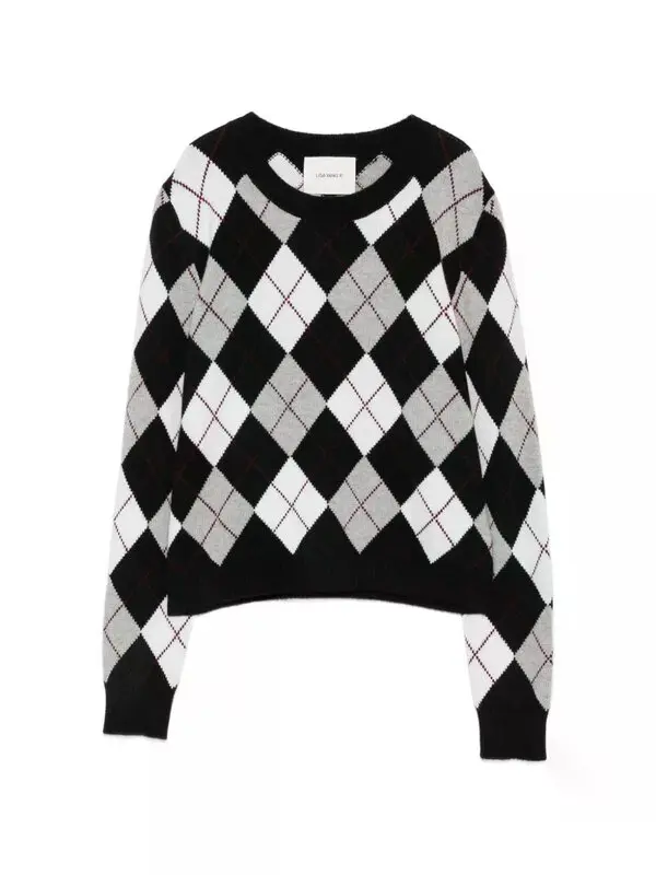 LISA YANG Antoni Argyle Pattern Sweater - Black