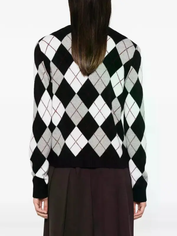 LISA YANG Antoni Argyle Pattern Sweater - Black