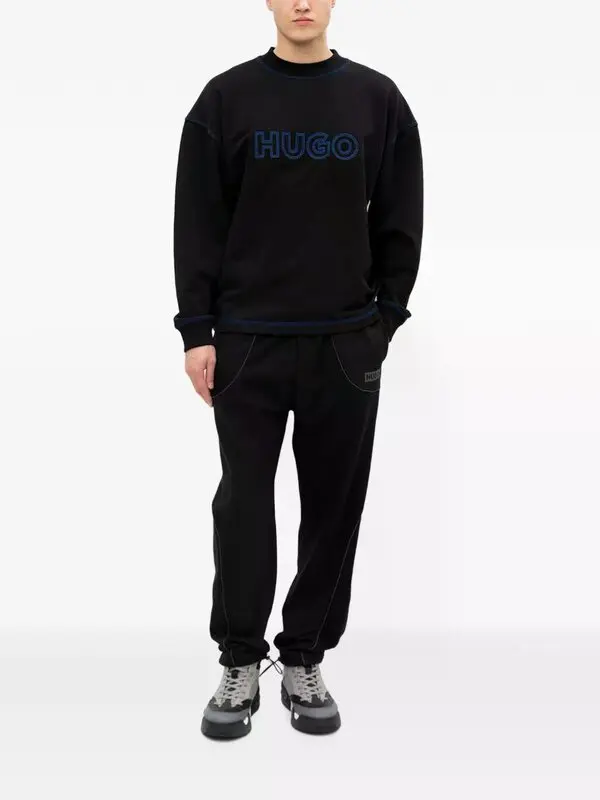 Hugo Logo-embroidered Contrast-stitch Sweatshirt