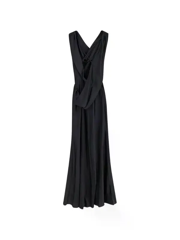 ACTUALEE Satin Maxi Dress With Plunging Back