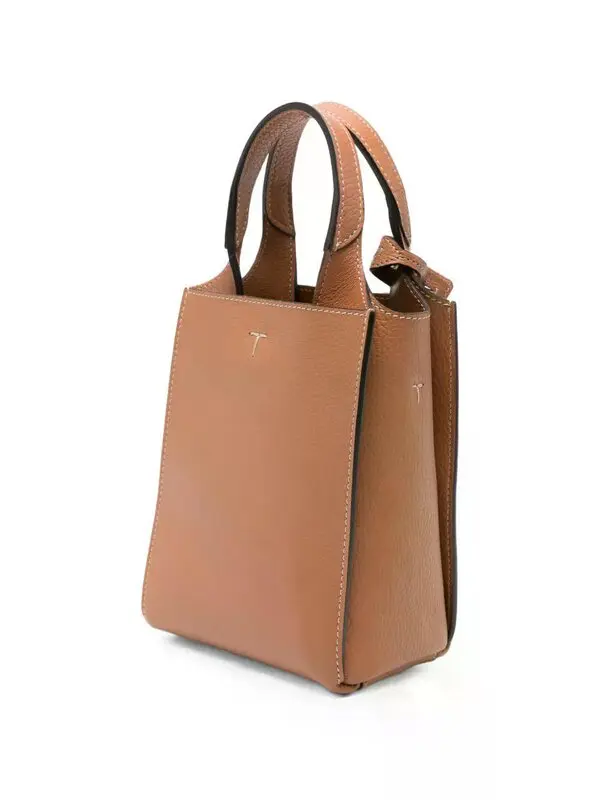 TOD'S T Timeless Charm Leather Tote Bag - Neutrals