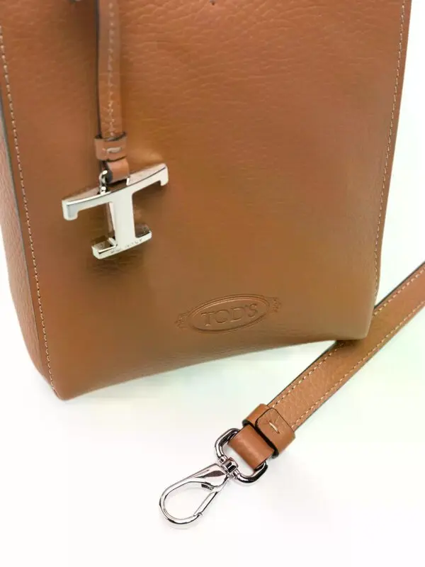 TOD'S T Timeless Charm Leather Tote Bag - Neutrals
