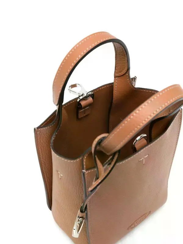 TOD'S T Timeless Charm Leather Tote Bag - Neutrals