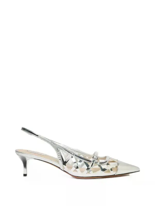 MANILA GRACE Cut-out Slingback Pumps - Silver