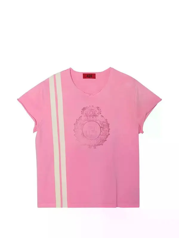 424 Crest-print Side-stripe T-shirt