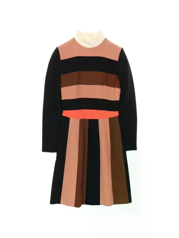 Fendi Striped High-neck Mini Dress - Black