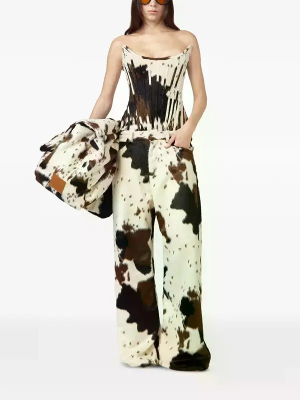Giuseppe Di Morabito Cow-print Corset Top - Neutrals