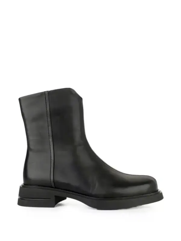 LINDA BAUMANN Side-zip Leather Boots - Black