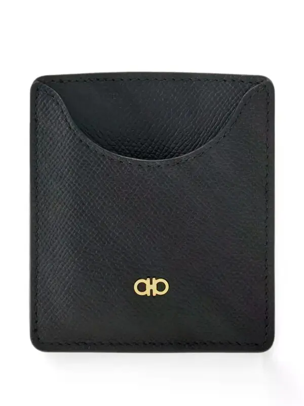 FERRAGAMO Micro Gancini Business Card Holder - Black