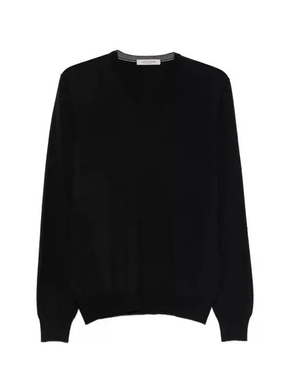 FILERIA V-neck Long Sleeve Sweater - Black