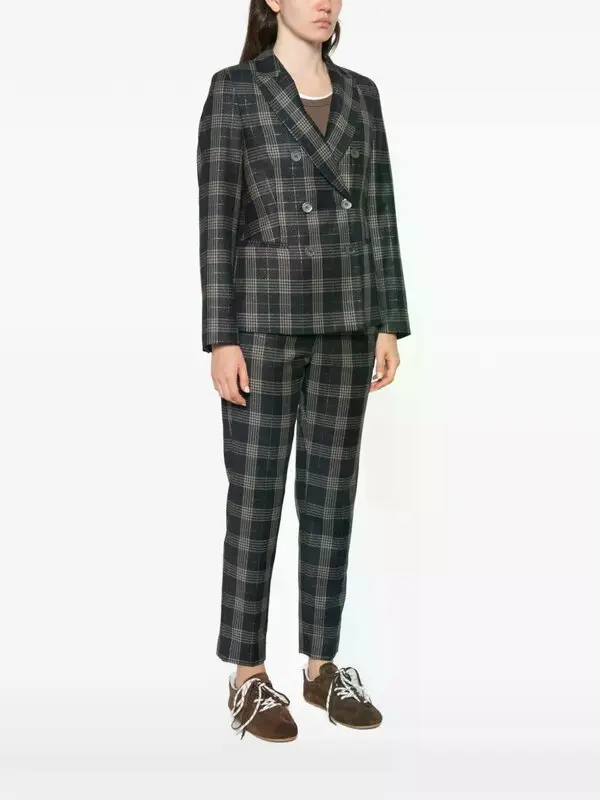 Peserico Check-pattern Double-breasted Blazer