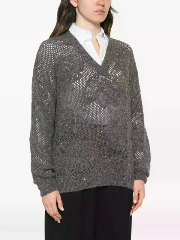 Brunello Cucinelli Sequin-embellished Open-knit Sweater