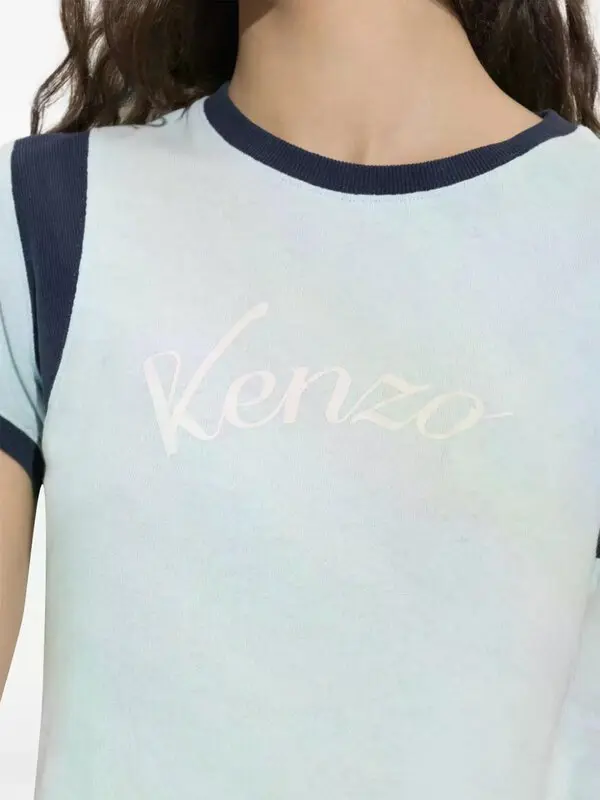 Kenzo Logo Print Cotton T-shirt - Blue
