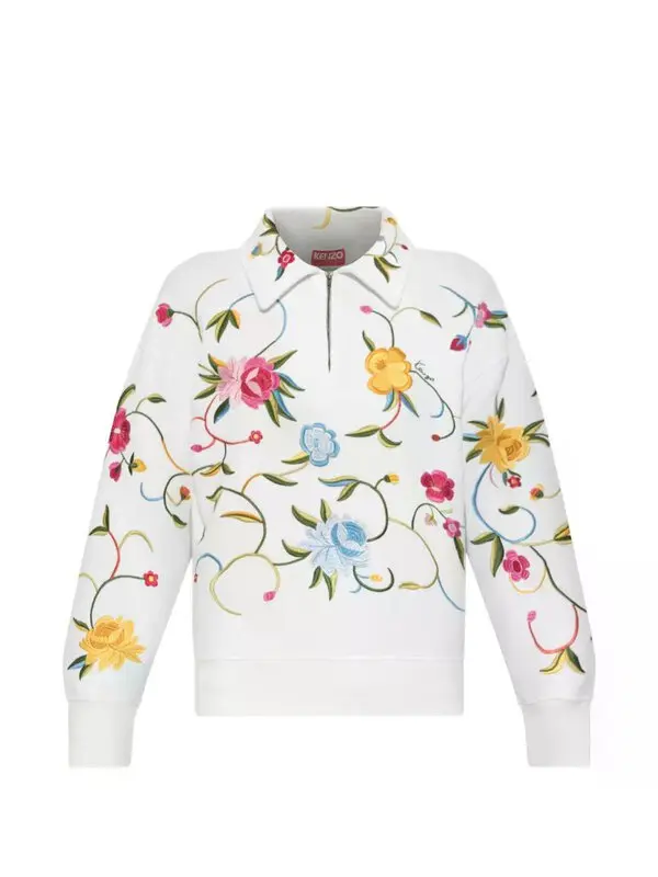 Kenzo Floral Embroidered Quarter-zip Sweatshirt