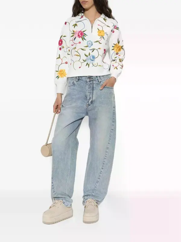 Kenzo Floral Embroidered Quarter-zip Sweatshirt