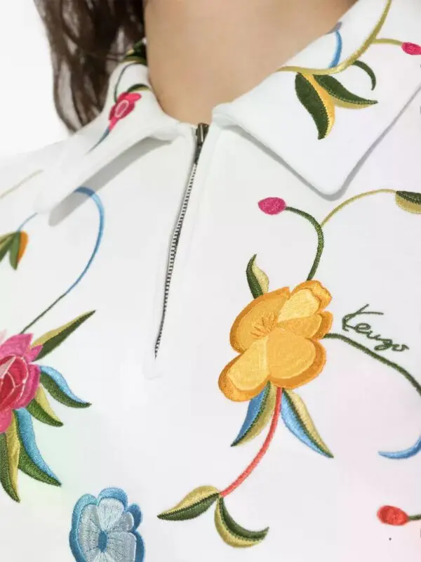 Kenzo Floral Embroidered Quarter-zip Sweatshirt