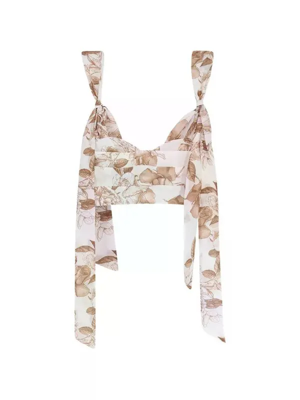 LAVI COUTURE Seraphina Floral-print Cropped Top