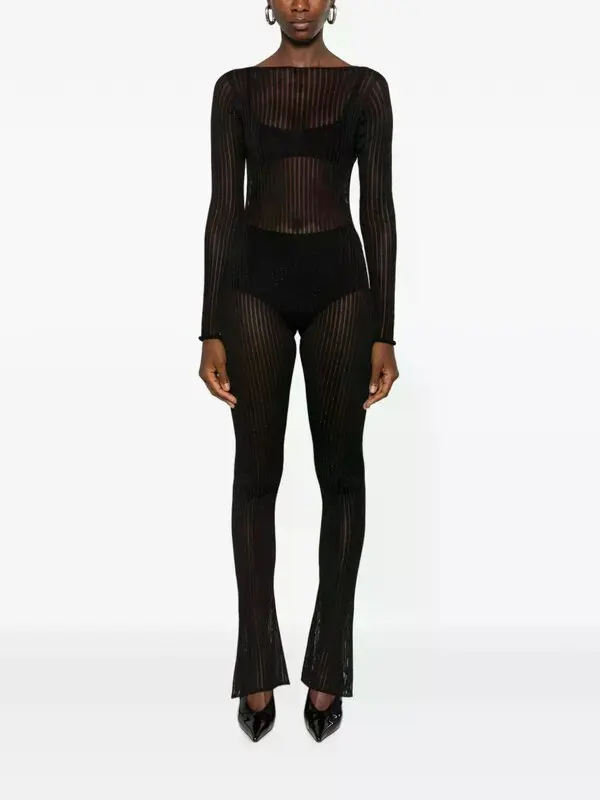 DONDUP Ribbed-knit Open-back Jumpsuit