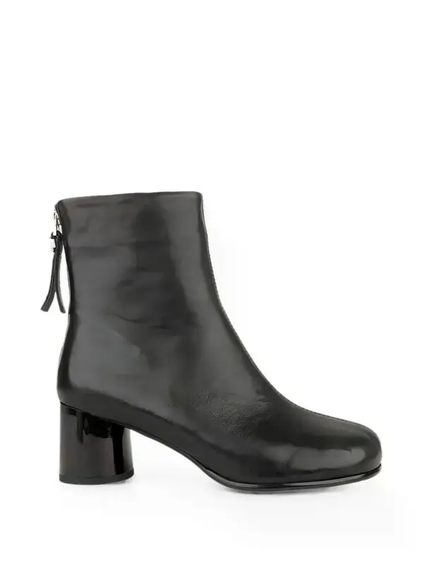 LINDA BAUMANN Leather Rear-zip Ankle Boots - Black