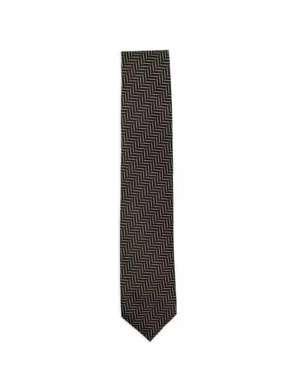 TOM FORD Herringbone Pattern Silk Neck Tie - Brown