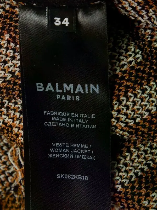 Balmain Monogram Jacquard Fringed Cardigan