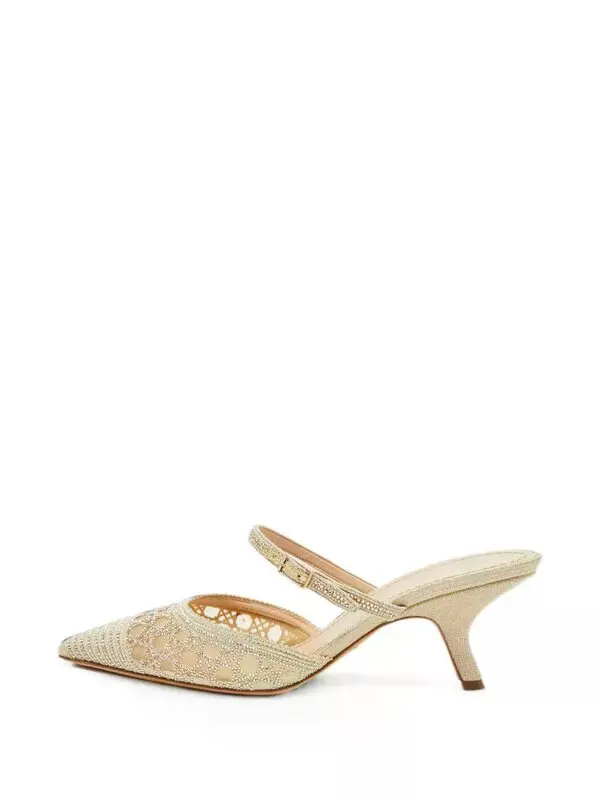 Dior Capture Cannage Crystal Mules - Gold