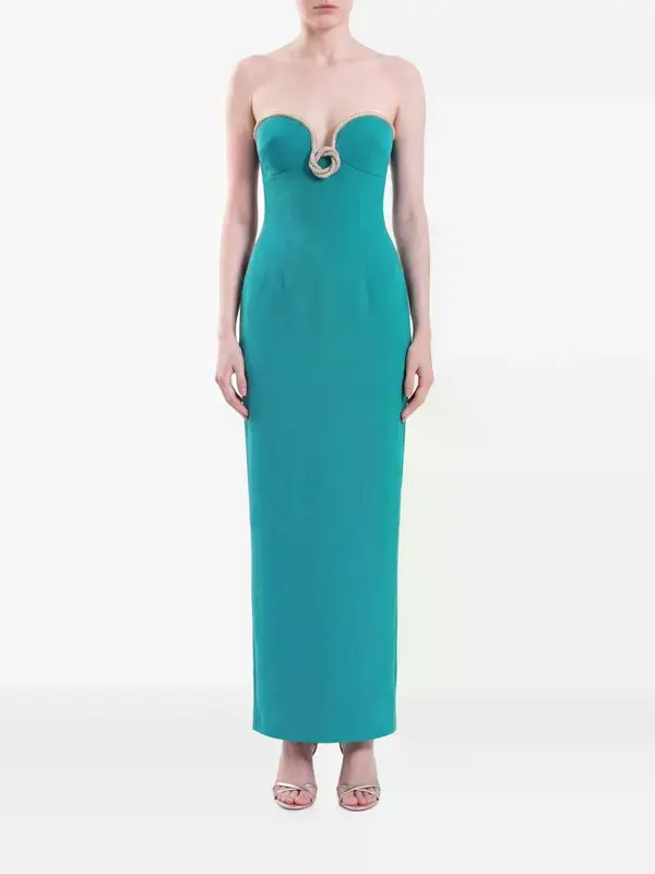 SAIID KOBEISY Strapless Crystal Embellished Maxi Dress