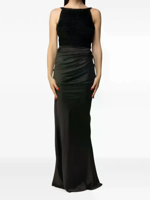 Elisabetta Franchi Red Carpet Ruffled Draped Dress - Black