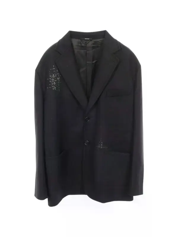 Hermès 2010s Leather-appliqué Single-breasted Blazer