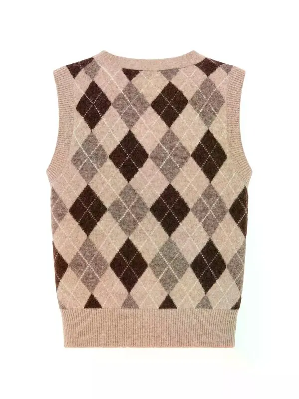 P.a.r.o.s.h Argyle-knit V-neck Sleeveless Cardigan