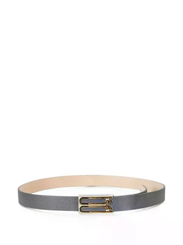 Victoria Beckham Logo-buckle Grained Leather Belt - Grey