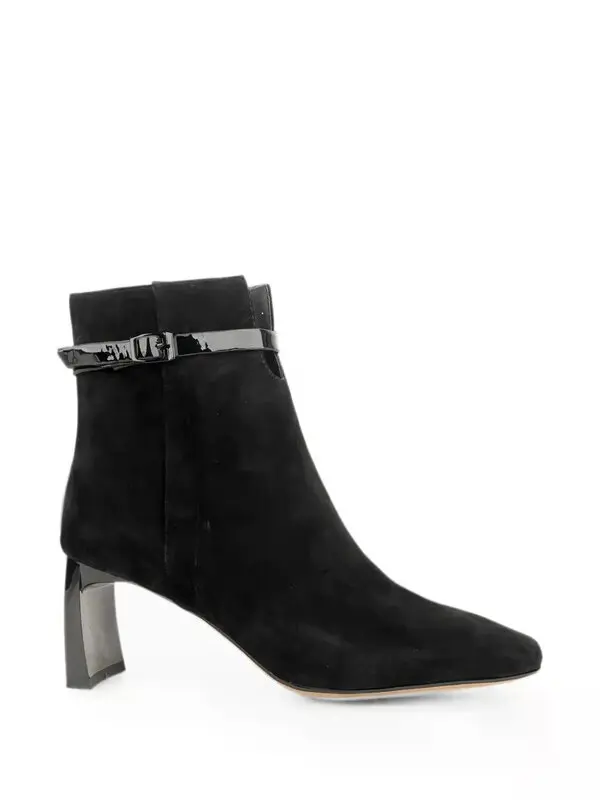 LINDA BAUMANN Buckle-strap Square-toe Ankle Boots - Black