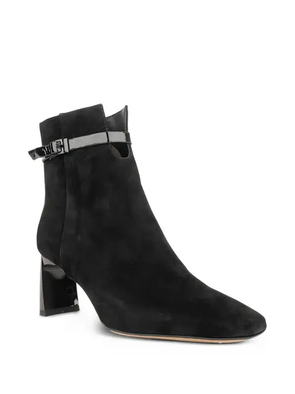LINDA BAUMANN Buckle-strap Square-toe Ankle Boots