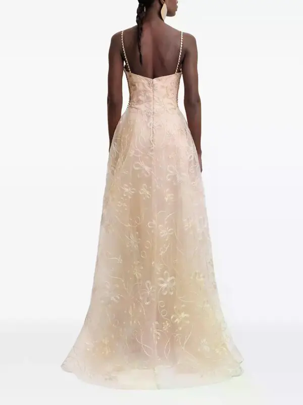 GEMY MAALOUF Embroidered Tulle Maxi Dress