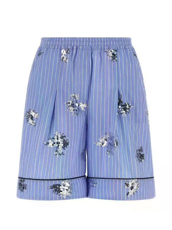 LE TWINS Midday Sequin-embellished Striped Shorts - Blue